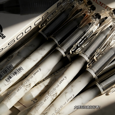 日本PILOT百乐中性笔新款P500CP大理石直液式针管水笔考试刷题0.5