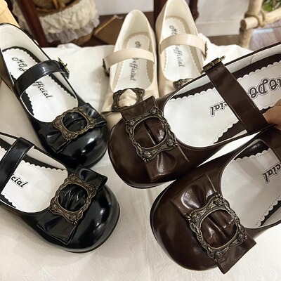 现货丨可可画框丨优雅平底Lolita鞋小圆头cla复古女鞋