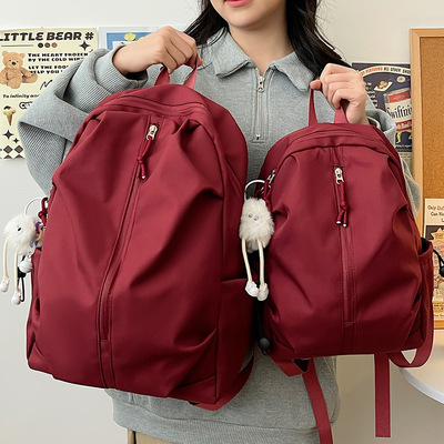 美式校园书包女大学生小众设计感小型背包初中高中小号双肩包男款