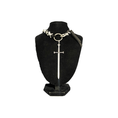 DETW剑客钛钢牛皮绳项链