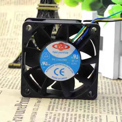 台湾正久6025 6CM 12V0.80A双滚珠暴力PWM控速四线风扇DF126025BU
