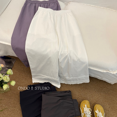 买手严选-泡菜馆-上身超好看松紧腰简约百搭木耳边休闲裤YS1-3322