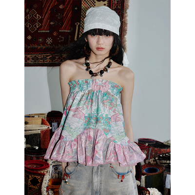 坏品味西部印花抹胸上衣