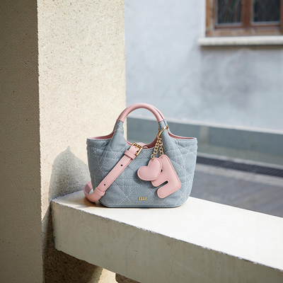 ELLE新款牛仔蓝手提单肩包通勤