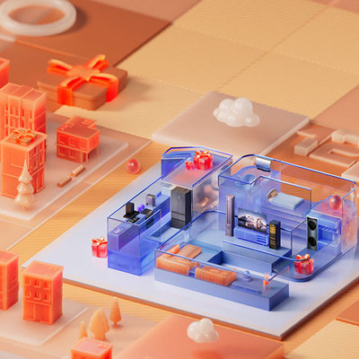 C4D双十二家电主视觉电商模型 微软风 3d设计素材 octane渲染