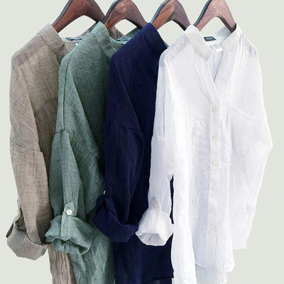 Blouse Shirt Fashion Cotton Linen V Neck Women Shirts Blusas