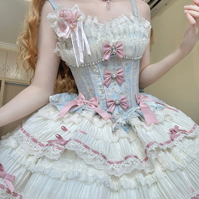 海盐舒芙蕾现货掉落蜜桃白茶原创设计Lolita裙子洛丽塔jsk芭蕾风