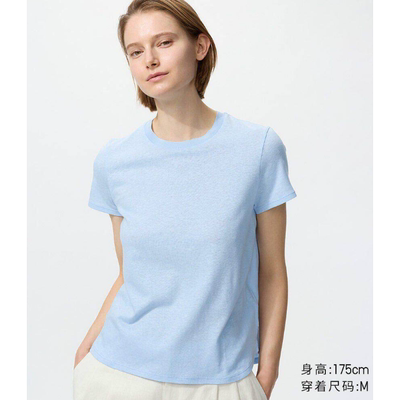 女装麻混纺圆领T恤/短袖26春夏新款486334