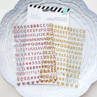 欧单金粉迷你字母手帐相册宝宝日记junkjournal剪贴簿不掉粉