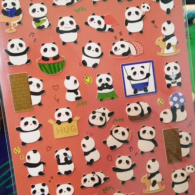 熊猫手帐pvc宝宝日记手绘贴纸