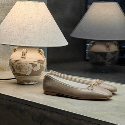 摩卡豆沙色意大利手工芭蕾鞋