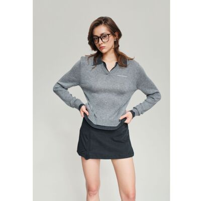 小众撞色羊毛拼接双层V领针织衫