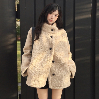 冬季新款保暖立领皮草外套女大衣