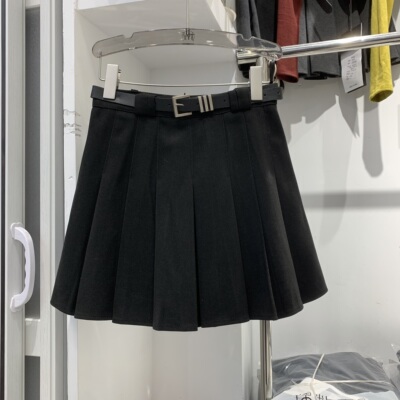 锦荣家23620秋冬新款高腰时尚气质百搭百褶短裙小个子a字裙短裙