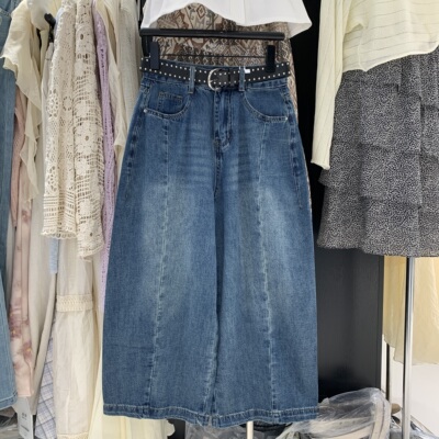 梵诗羽81015欧货夏高腰宽松显瘦阔腿弯刀气球裤八分直筒牛仔裤女