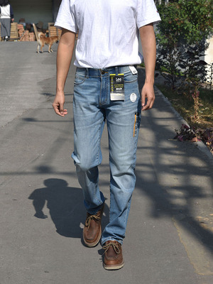 中腰宽松直筒牛仔裤弹力