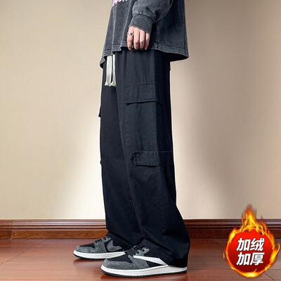 OCW潮牌 美式工装加绒休闲裤男2026冬季新款青少年学生保暖厚裤子
