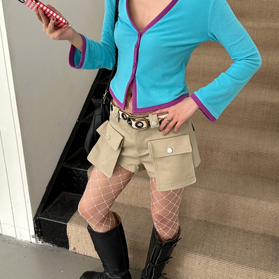 fifth 短裤女夏新款美式复古可拆卸口袋中低腰显瘦辣妹工装热裤