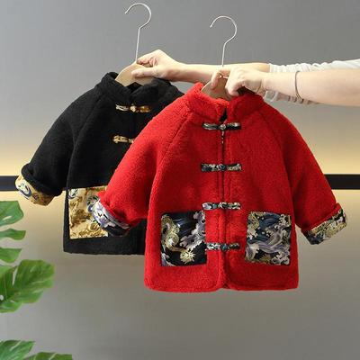 加厚红色新年喜庆衣服男女童拜年