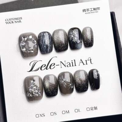 Lele【星撒银河】纯手工穿戴甲个性小众可拆卸美甲贴片甲气质显白