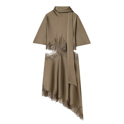 ZA家女装春季新款 欧美ZW系列蕾丝丝缎质感连衣裙591904