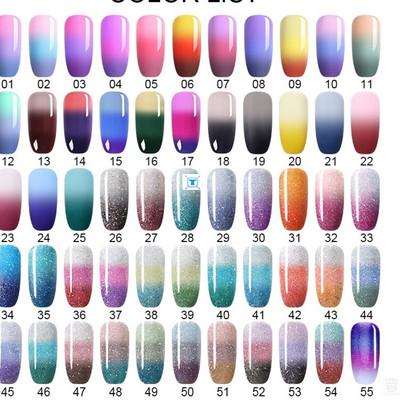 Rainbow Thermal Color Changing Gel Nail Polish  Glitter Temp