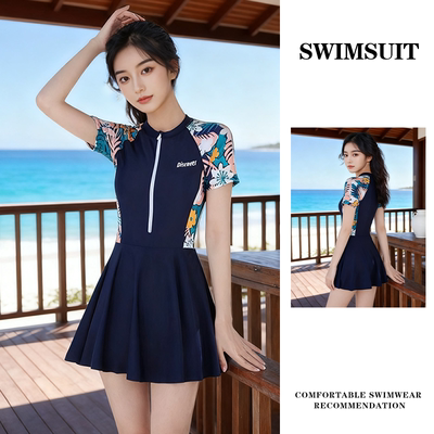 运动泳衣女2025新款韩版连体裙式修身遮肉显瘦休闲泡温泉度假泳装