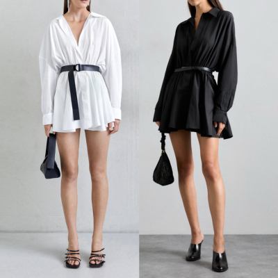 纽约设计师NK收腰衬衫连衣裙