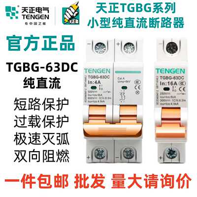 TENGEN天正TGBG-63DC直流断路器1P2P纯直流空气开关16A电动电瓶车