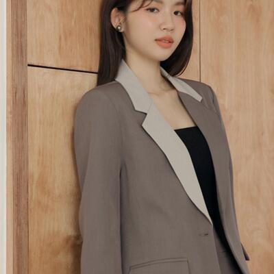 AIRSPACE长袖宽松西装拼接外套