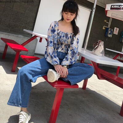 许路儿lurehsu高腰显瘦宽牛仔裤