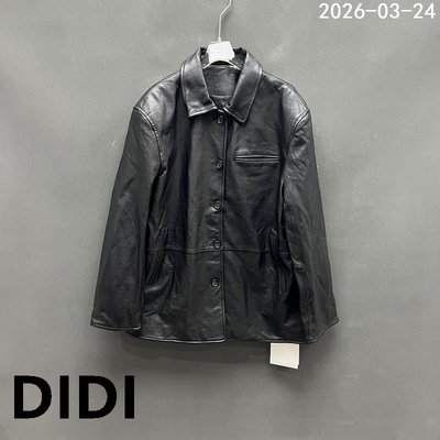 欧洲站2026春季新款PH23时尚翻领宽松显瘦单排扣外套皮衣女款6605