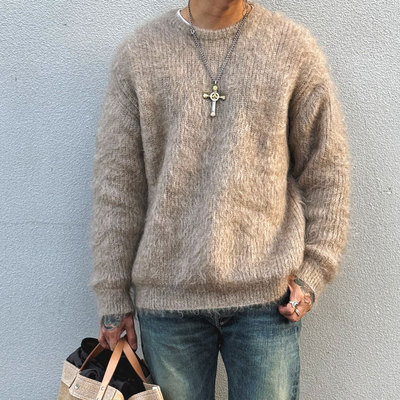 长绒小马海毛尼龙混纺套头毛衣