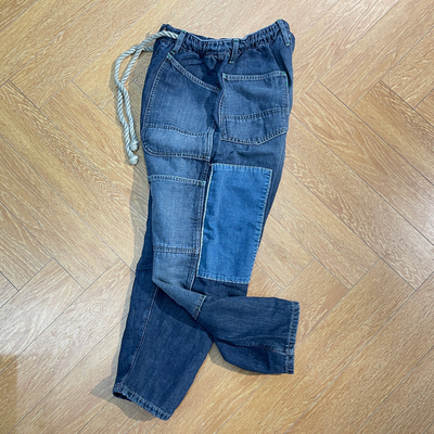 做旧赤耳多袋复古牛仔裤