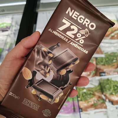 旺购上品 西班牙代购 HACENDADO72%黑巧杏仁巧克力200克