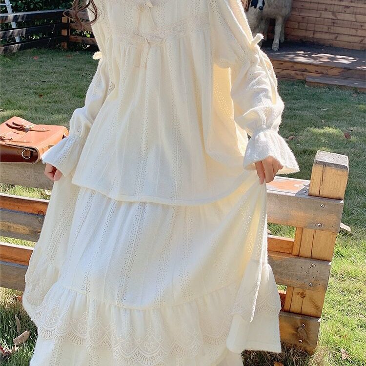 软糯糯甜美蝴蝶结两件套女2026春季可爱学院风设计感套装森系裙子