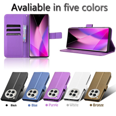适用于传音Infinix Zero40 5G,X6861,大孔通用Zero40 4G钻石纹皮套手机壳插卡防摔保护套翻盖式商务壳