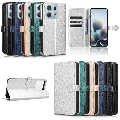 适用于MOTO Edge 70 Max 5G波点纹皮套手机壳翻盖式防摔保护套商务男女外壳插卡