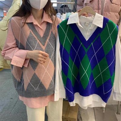 Knitted vest womens outer wear sweater vest jacket INS