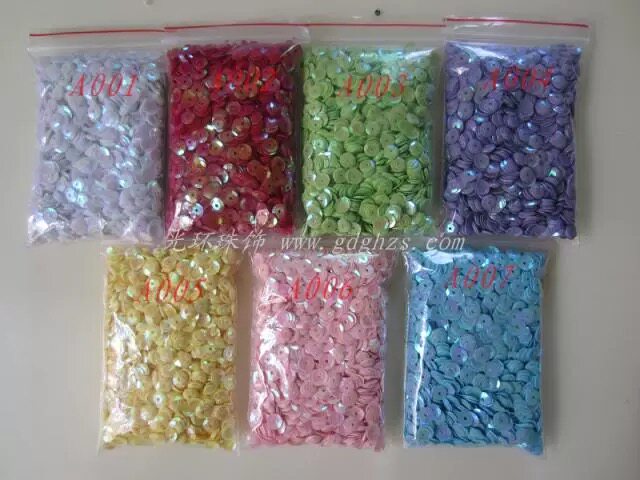 diy珠片幻彩乳色手缝片6mm凹凸面炫彩亮片 手工材料服装辅料