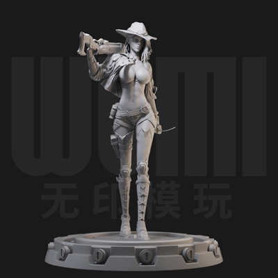 艾什 女枪手 守望先锋1/24白模GK手办18比例兵人3D打印模型 1126