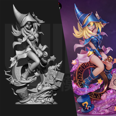 游戏王 黑魔术少女 1/24GK 白模手办 18比例树脂3D打印模型 7841