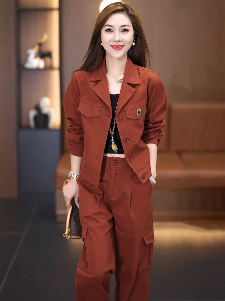 潮牌时尚牛仔套装女2025年春秋季新款大码高端洋气休闲工装两件套