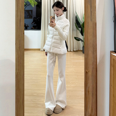 黑色微喇叭裤高腰修身显瘦马蹄裤