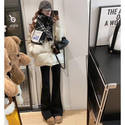 黑色微喇叭裤高腰修身显瘦马蹄裤