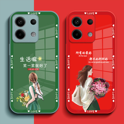 适用红米Note13pro手机壳2312DRA50C钢化玻璃壳HongmiN0te13pro新款hmnotel3pro保护套全包女款奢华高级感