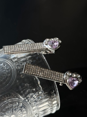 满钻紫色爱心锆石鸭嘴夹