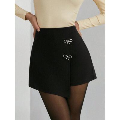Women's Elegant Chic Bow Detail Side Slit Elastic Fitted