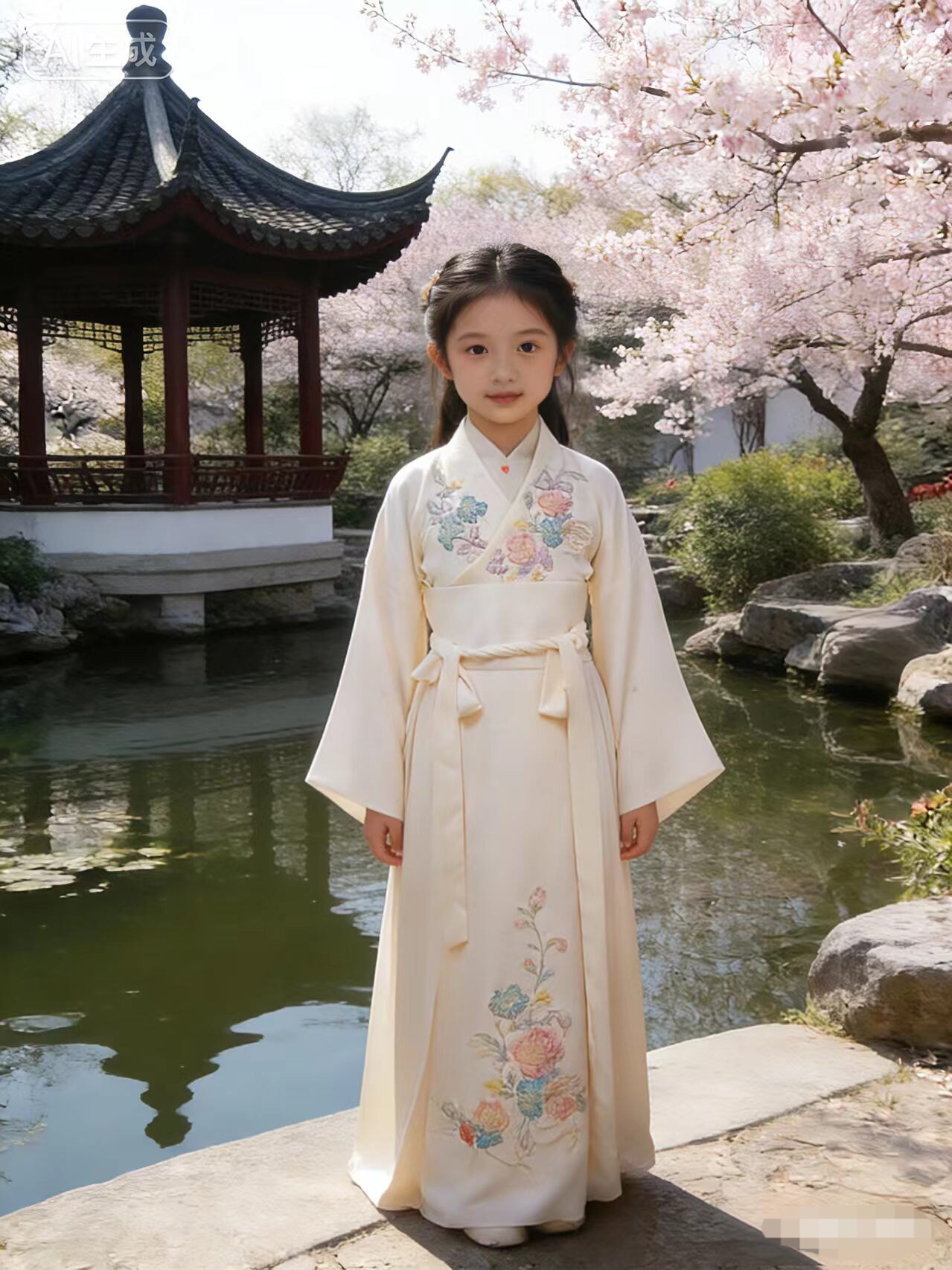 女童汉服中国风古装超仙古风唐装儿童大袖衫交领夏季雪纺连衣裙