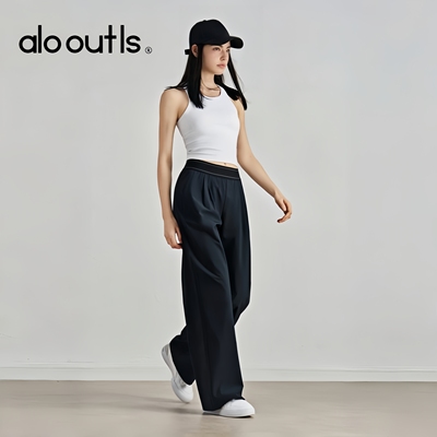 alo outls官方奥莱店裸感运动裤休闲阔腿垂感直筒裤显瘦瑜伽裤女